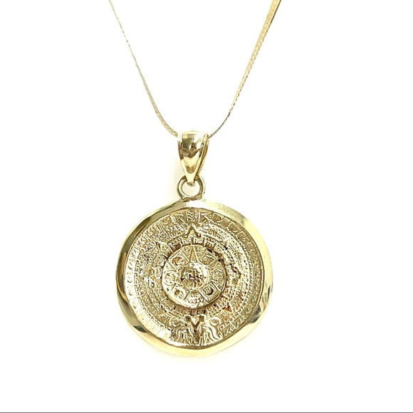 Jewelry | 1kt Gold Aztec Calendar Necklace | Poshmark